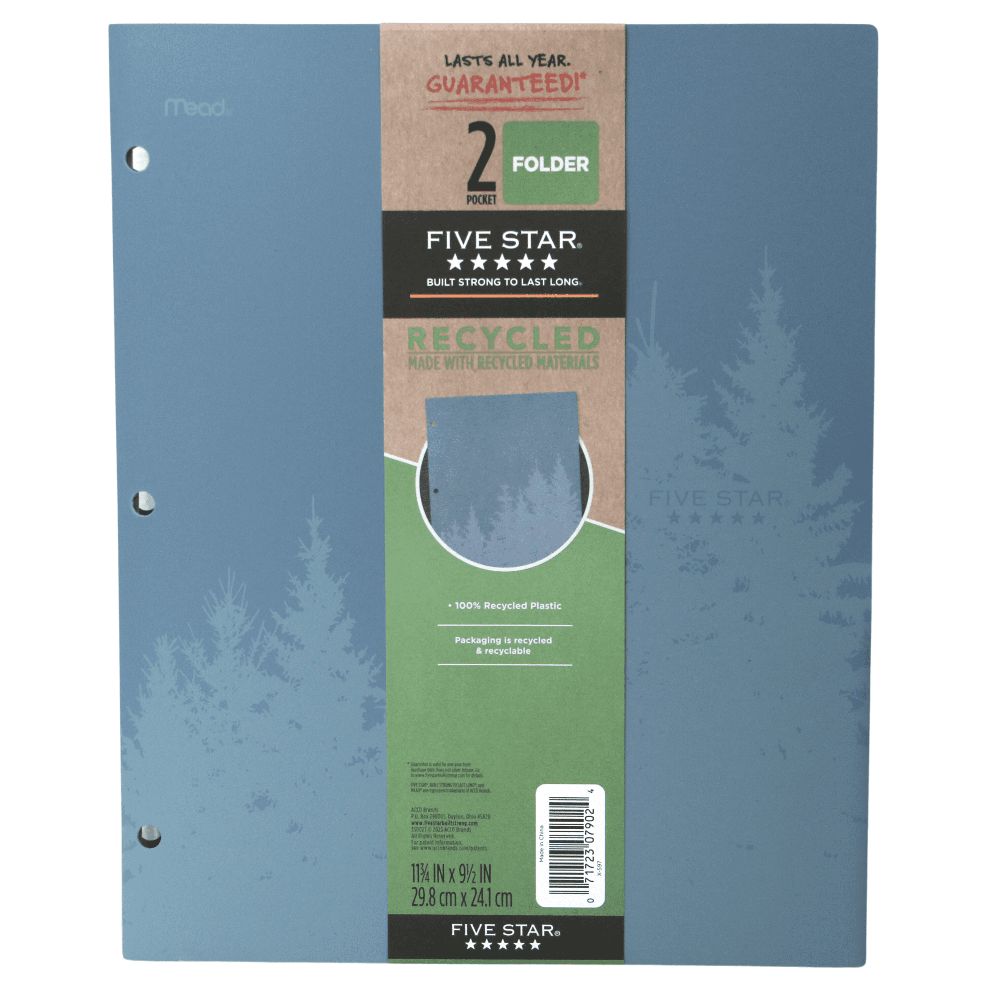 Five Star Recycled 2-Pocket Plastic Folder: 9 in. x 11 in. (Glacier ...