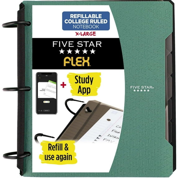 Five Star Refillable College Ruled Notebook Flex Notebinder, 1" x 1 ...