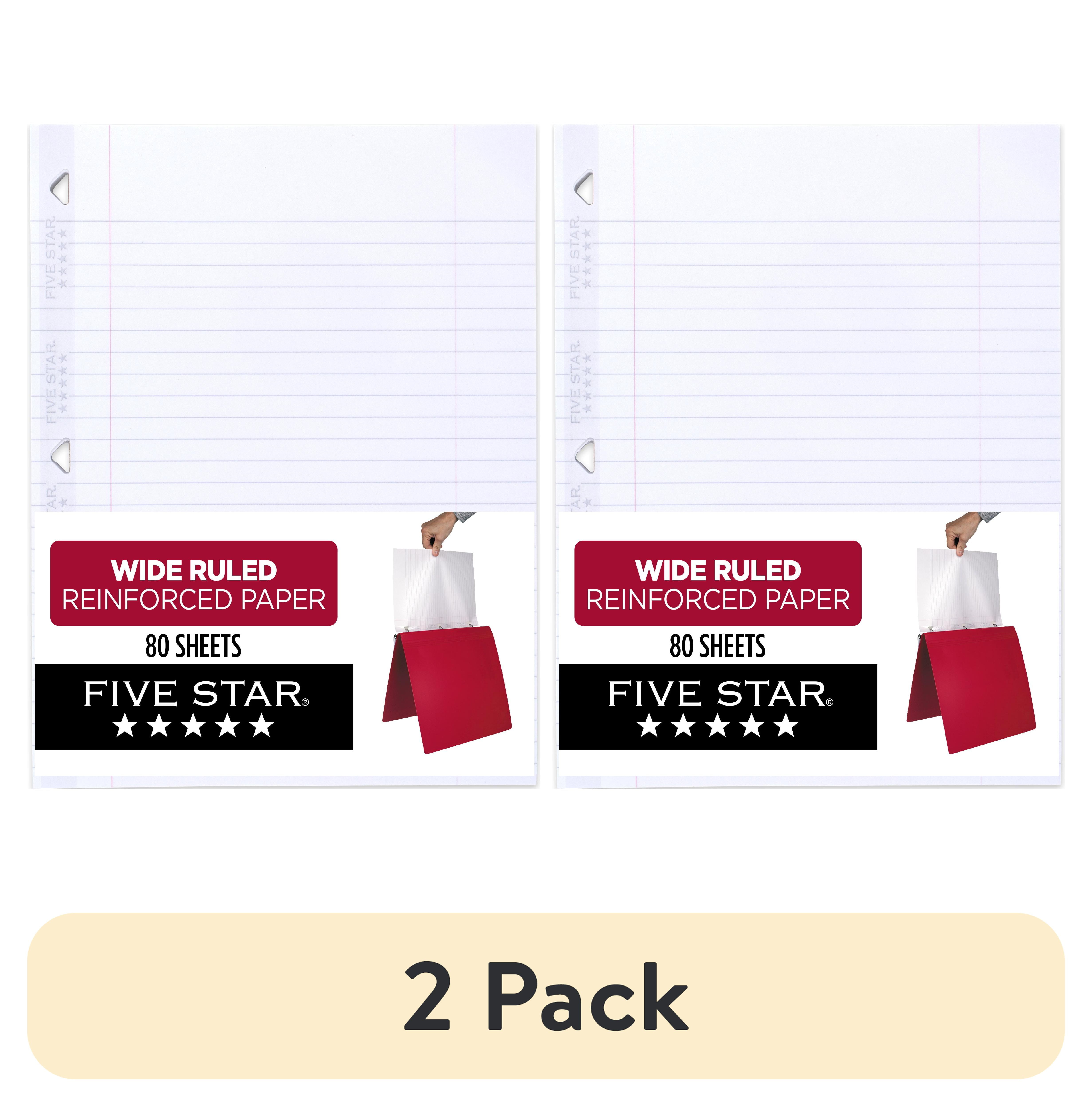 (2 pack) Five Star Reinforced Filler Paper, Wide Ruled, 8" x 10.5", 80 ...