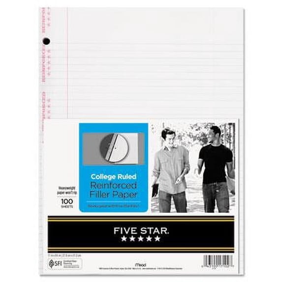 Five Star Reinforced Filler Paper, College Ruled, 3-Hole Punched, Tear ...