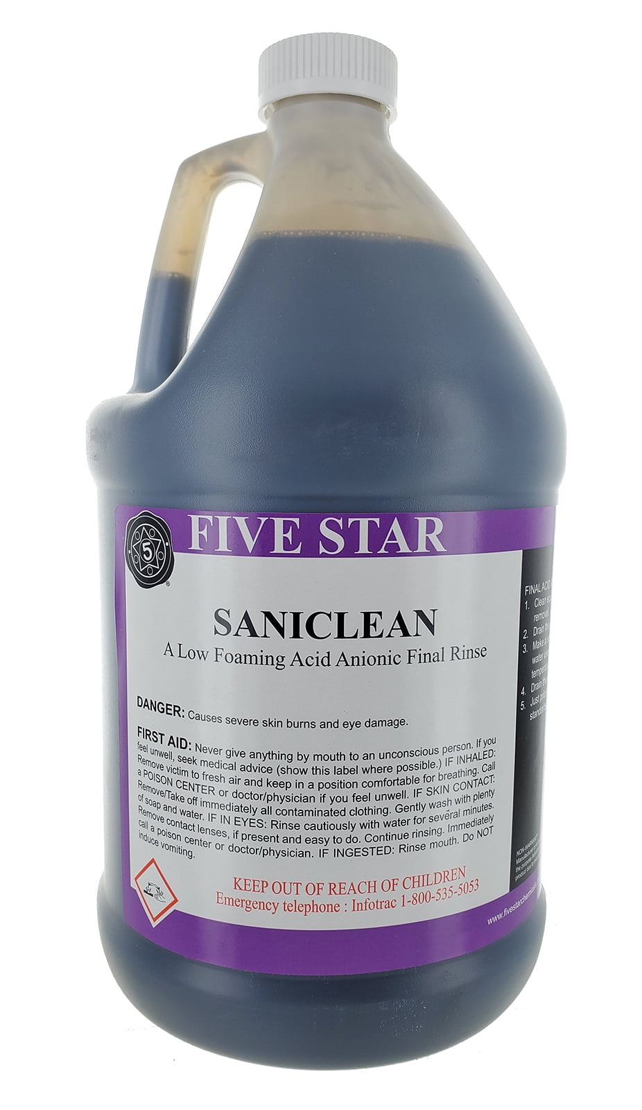 Fivestarchemicals Saniclean Cleaner, Low Foaming Acid Anionic Final ...