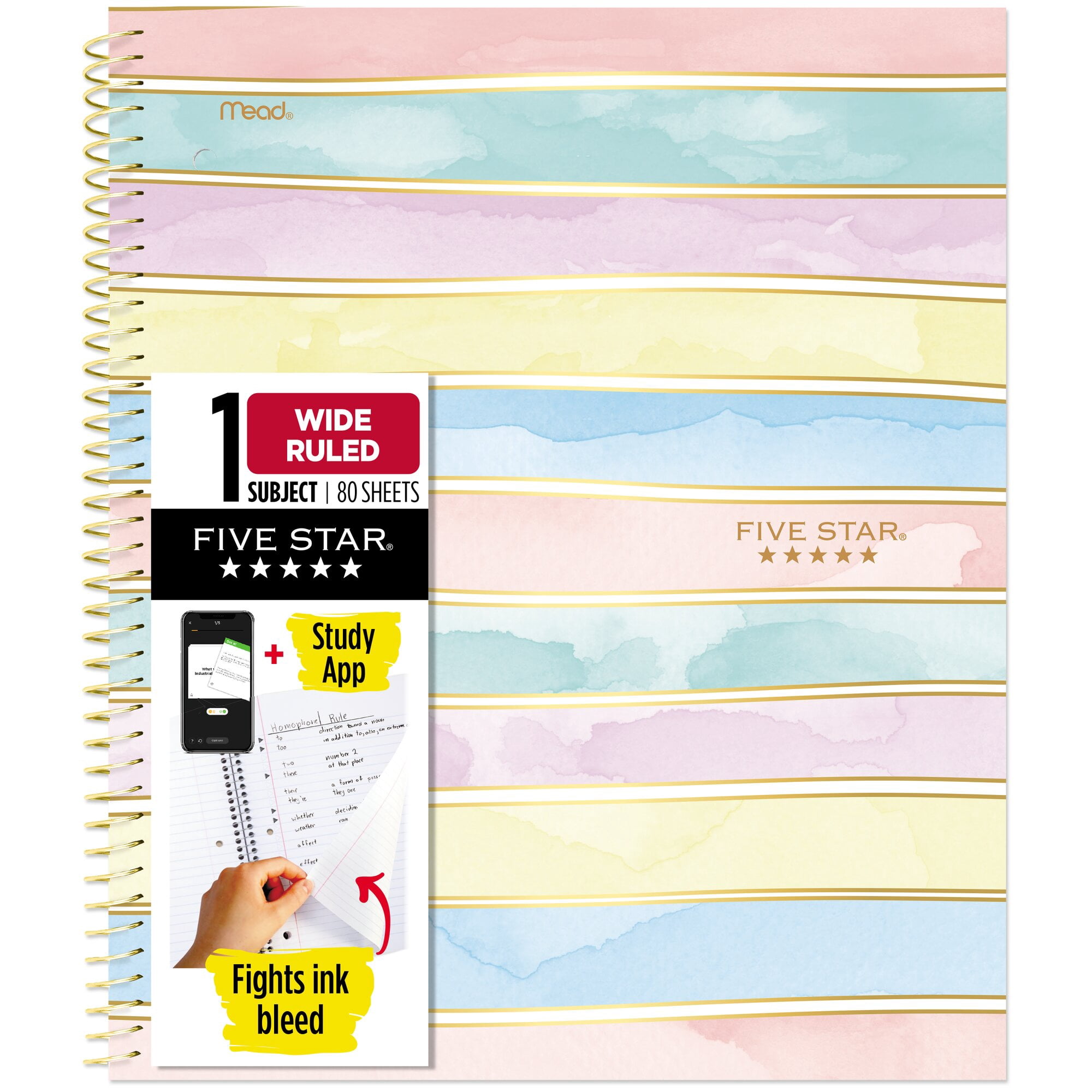 Five Star Shape It Up Spiral Notebook Plus Study App 1 Subject Wide ...