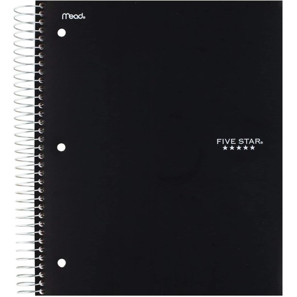 Five Star Spiral Notebook 5 Subject College Ruled Paper 200 Sheets