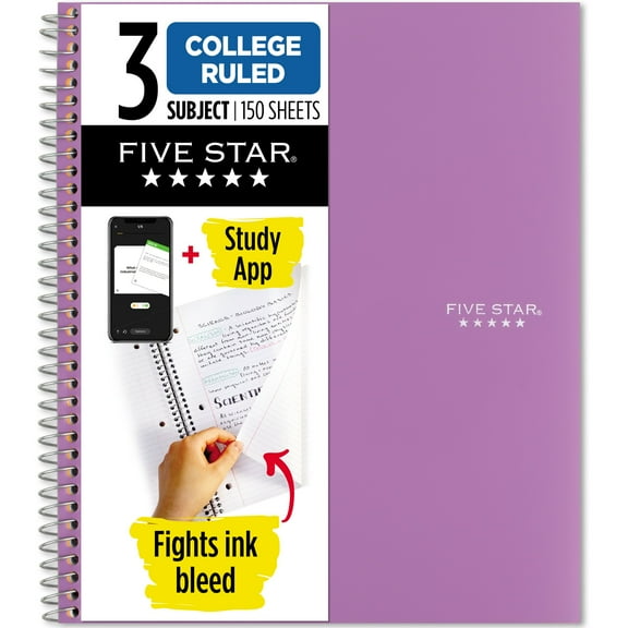 5 Subject Notebooks College Ruled,Five Star Advance Notebook + Study ...