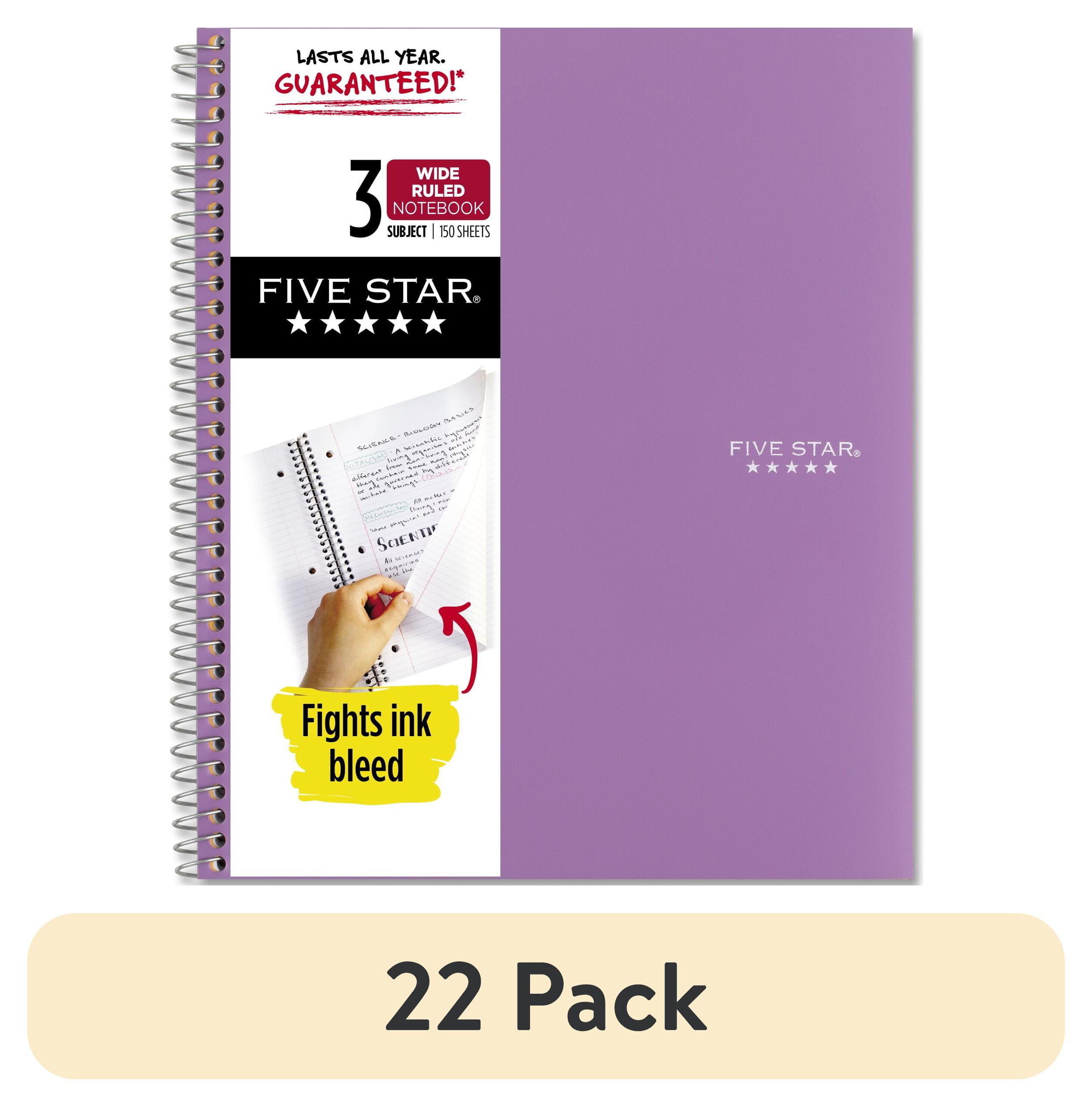 (22 pack) Five Star Spiral Notebook Plus Study App 3 Subject Wide Ruled ...