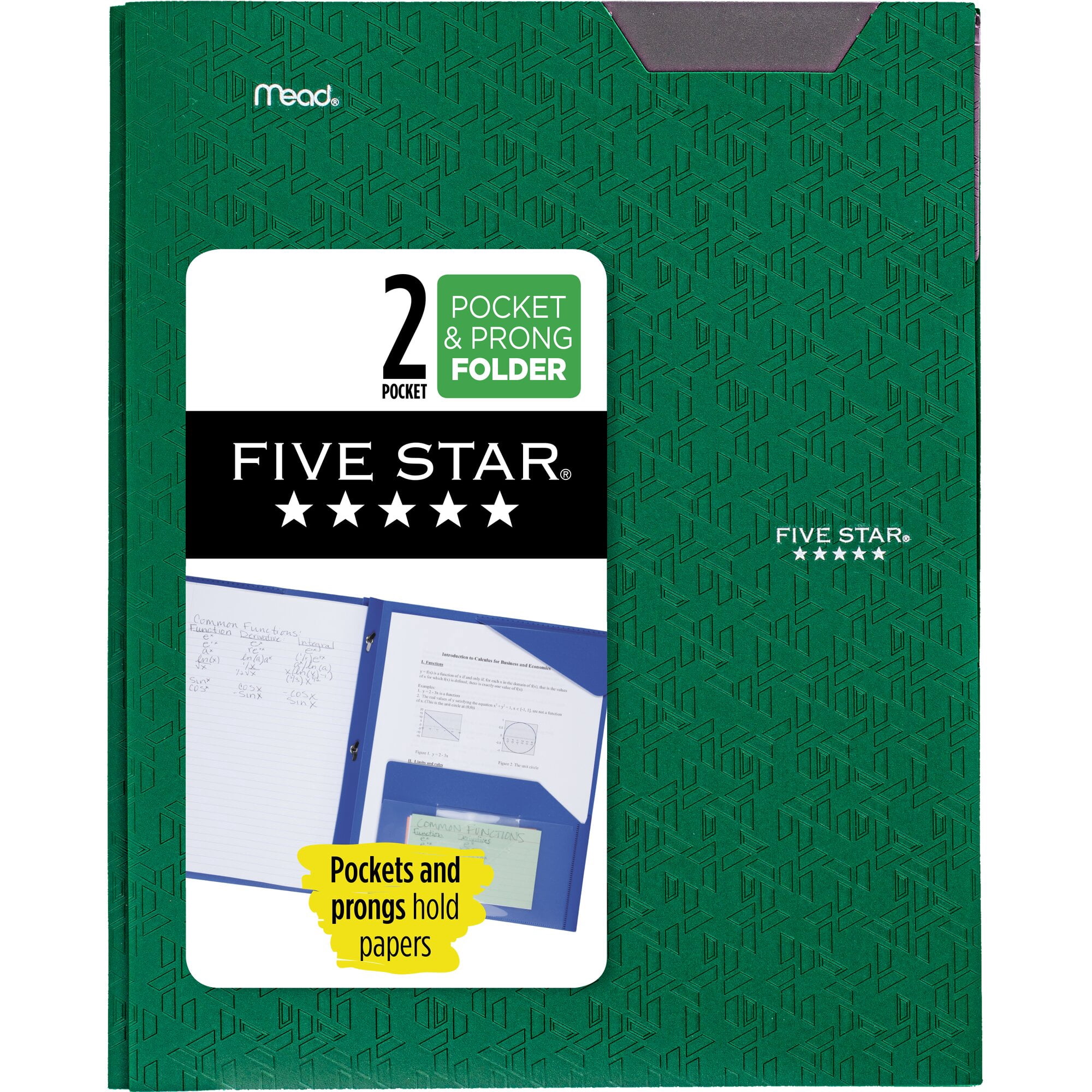 Five Star Stay-Put Plastic Pocket and Prong Folder Forest Green ...