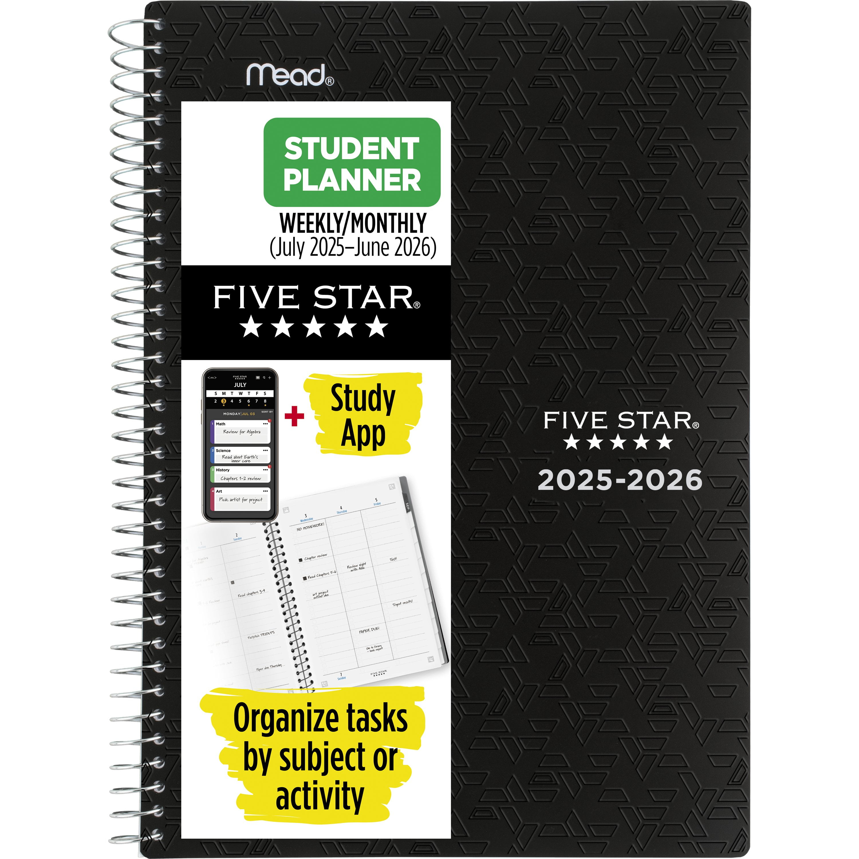 Five Star Academic 2025-2026 Weekly-Monthly Student Planner Plus Study ...
