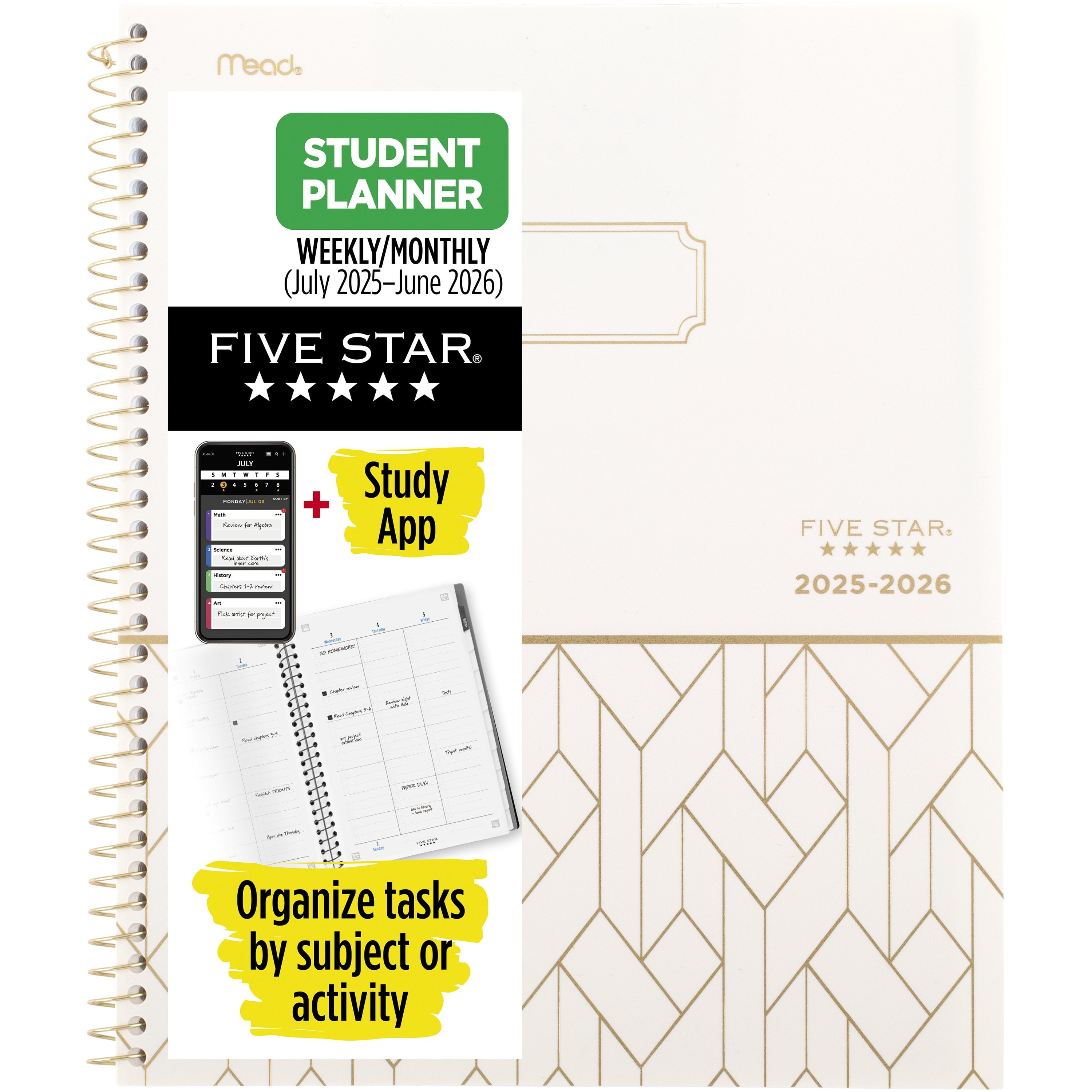 Five Star Modern Lines Academic 2025-2026 Weekly Monthly Student ...