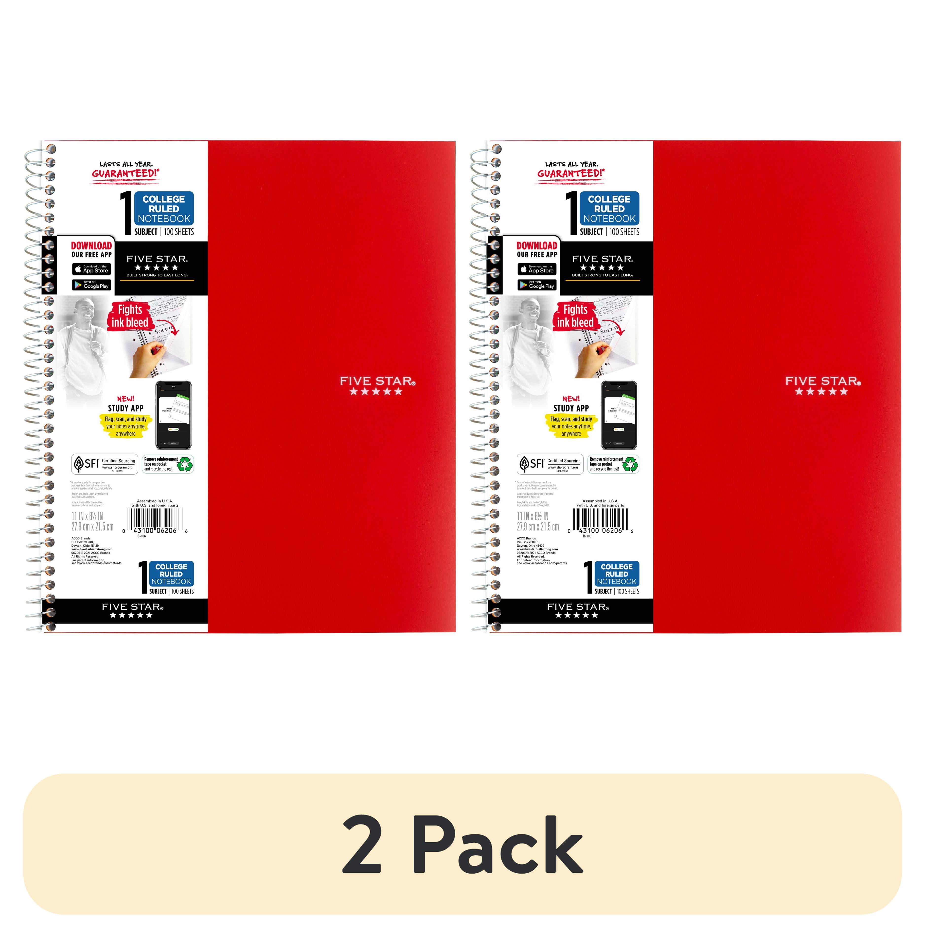 (2 pack) Five Star Wirebound Notebook 1-Subject Notebook 8.5" x 11 ...