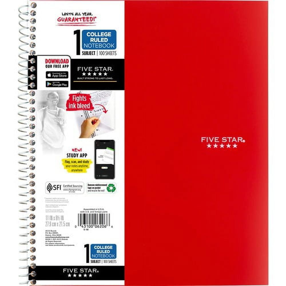 Five Star Wirebound Notebook - 1 Subject(s) - 100 Pages - Wire Bound ...