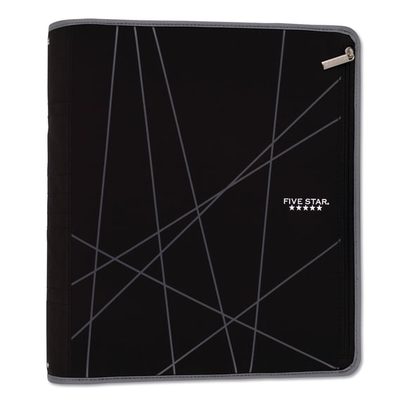 Five Star Xpanz Zipper Binder, 3 Rings, 2" Capacity, 11 x 8.5, Black ...