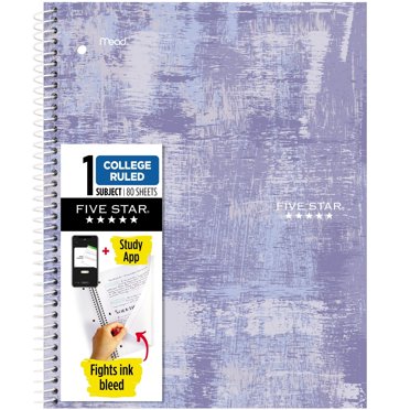 Five Star Spiral Notebook + Study App, 1 Subject, College Ruled, 8.5" x ...