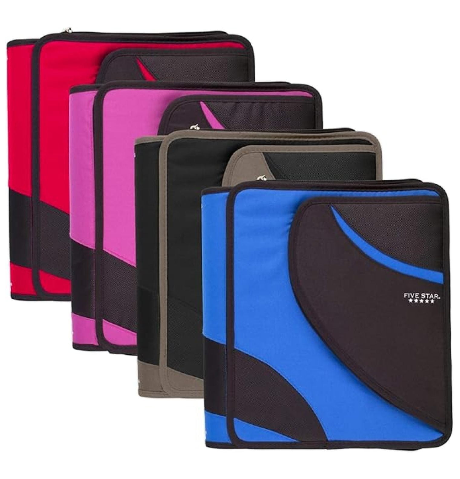 Five Star 8 1/2" x 11" 1 1/2" Rings Zipper Binders, Assorted Colors ...