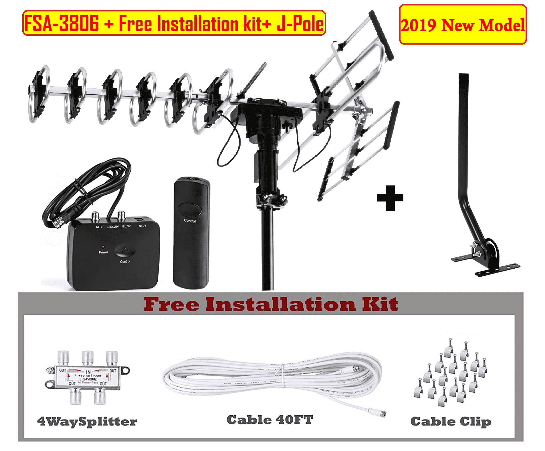 Five Star up to 300 Miles Outdoor 4K HDTV Antenna 360 Rotation, UHF/VHF ...