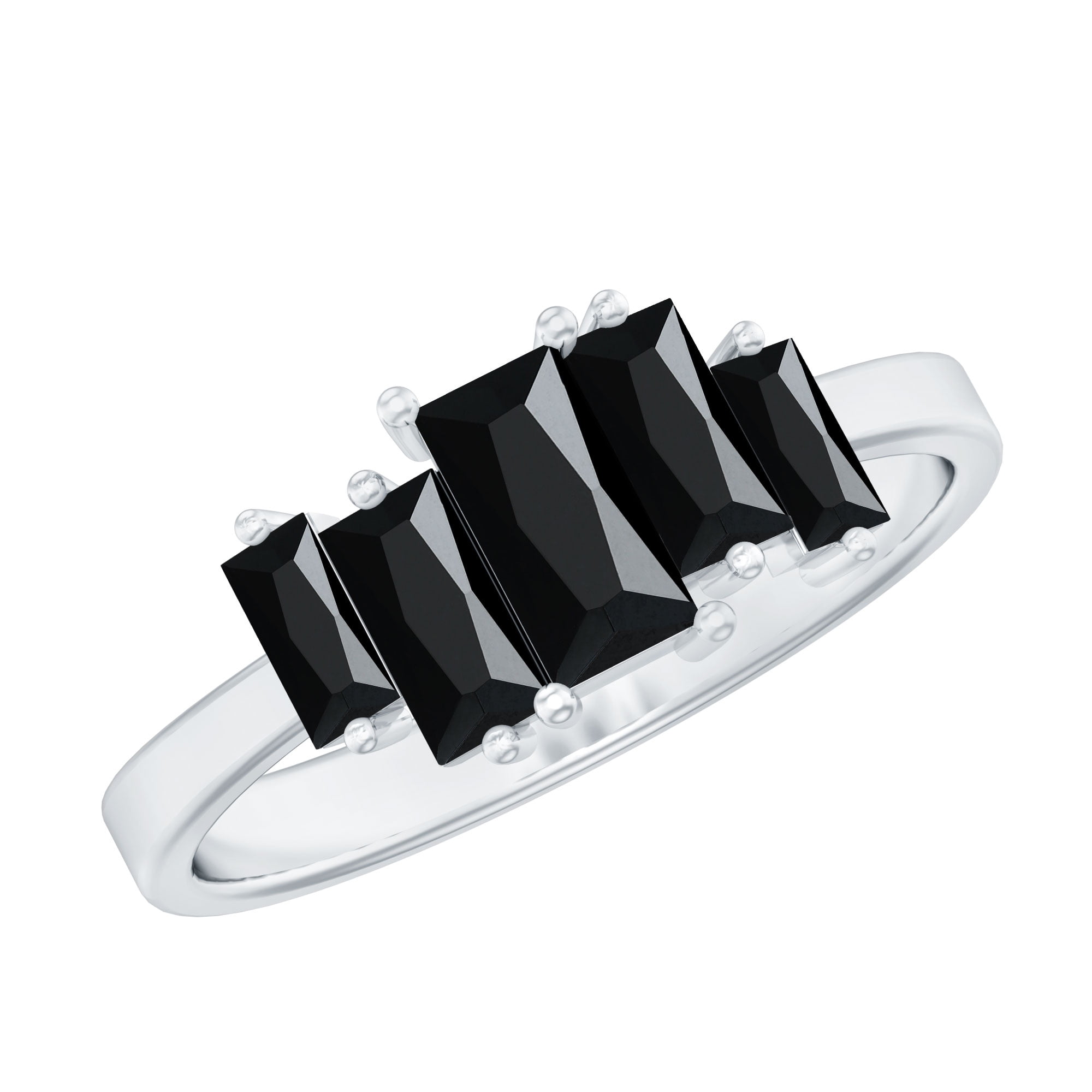 Rosec Jewels Five Stone Ring - Baguette Shape Black Onyx Uneven Ring (1 ...