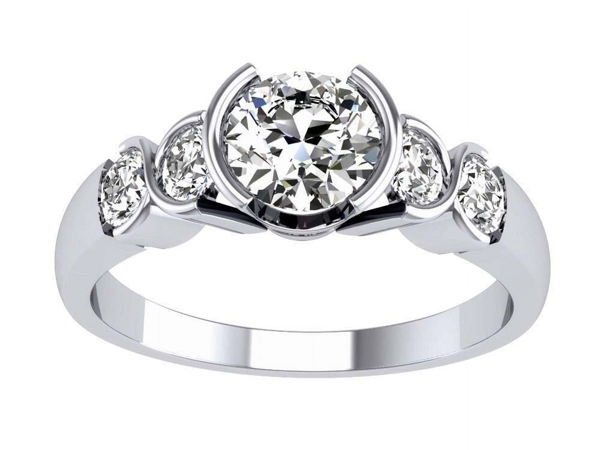 Five Stone Ring Half Bezel Diamond Ring 1.5 Ct Simulated Diamond 14K ...