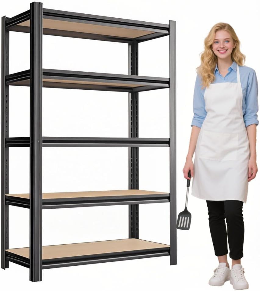 [Five Tier Solid Wood Kitchen Shelves] 87.01 x 47.24 x 23.62 inches ...