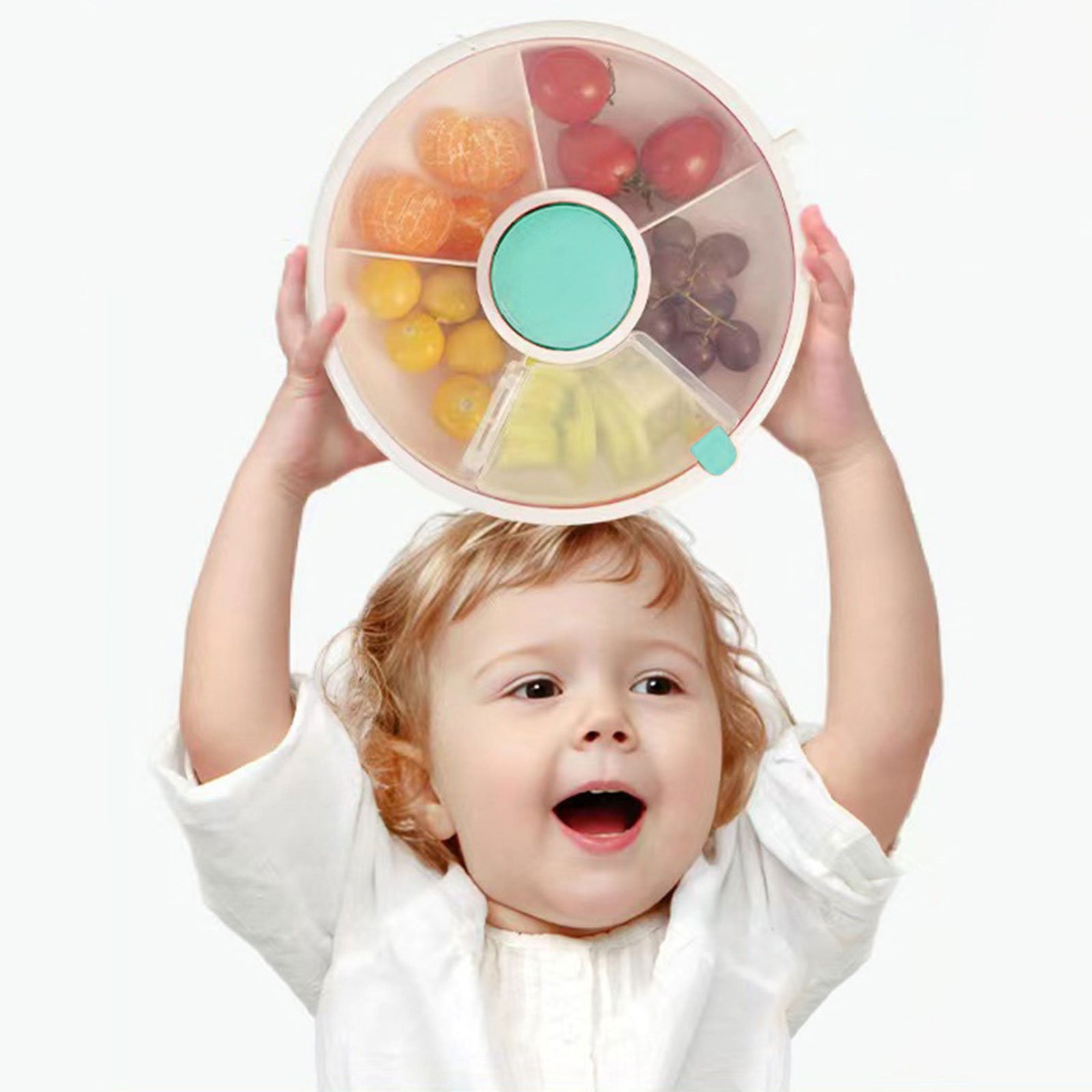 Five-compartment storage box|Green|Snack With Hand Strap Rotating ...