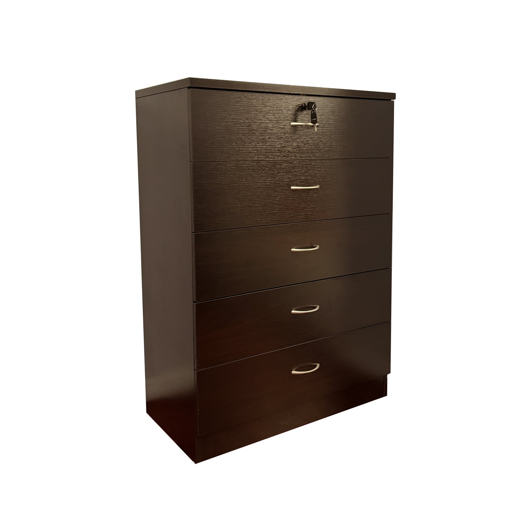 Five drawer chest Metal handles Locking Top drawer Metal Glide rails ...