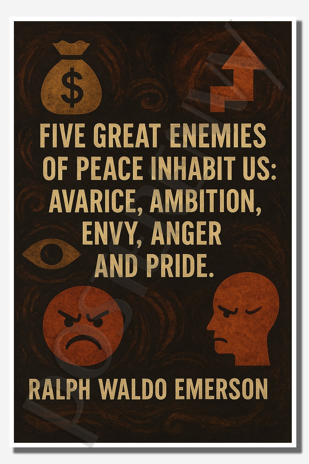 Five great enemies of peace inhabit us avarice, ambition, envy, anger ...