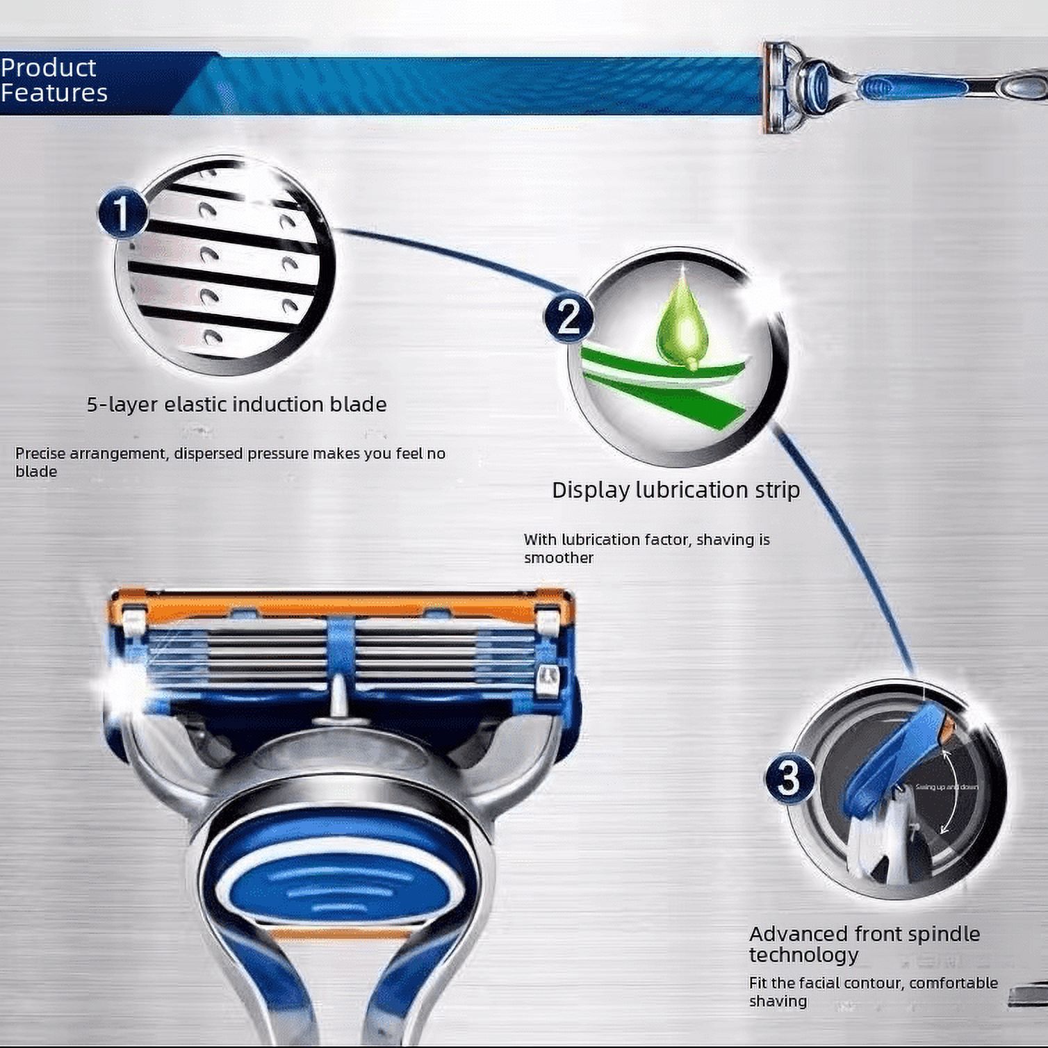 Five layer manual shaver, five layer men's shaver, sharp blade shaver ...