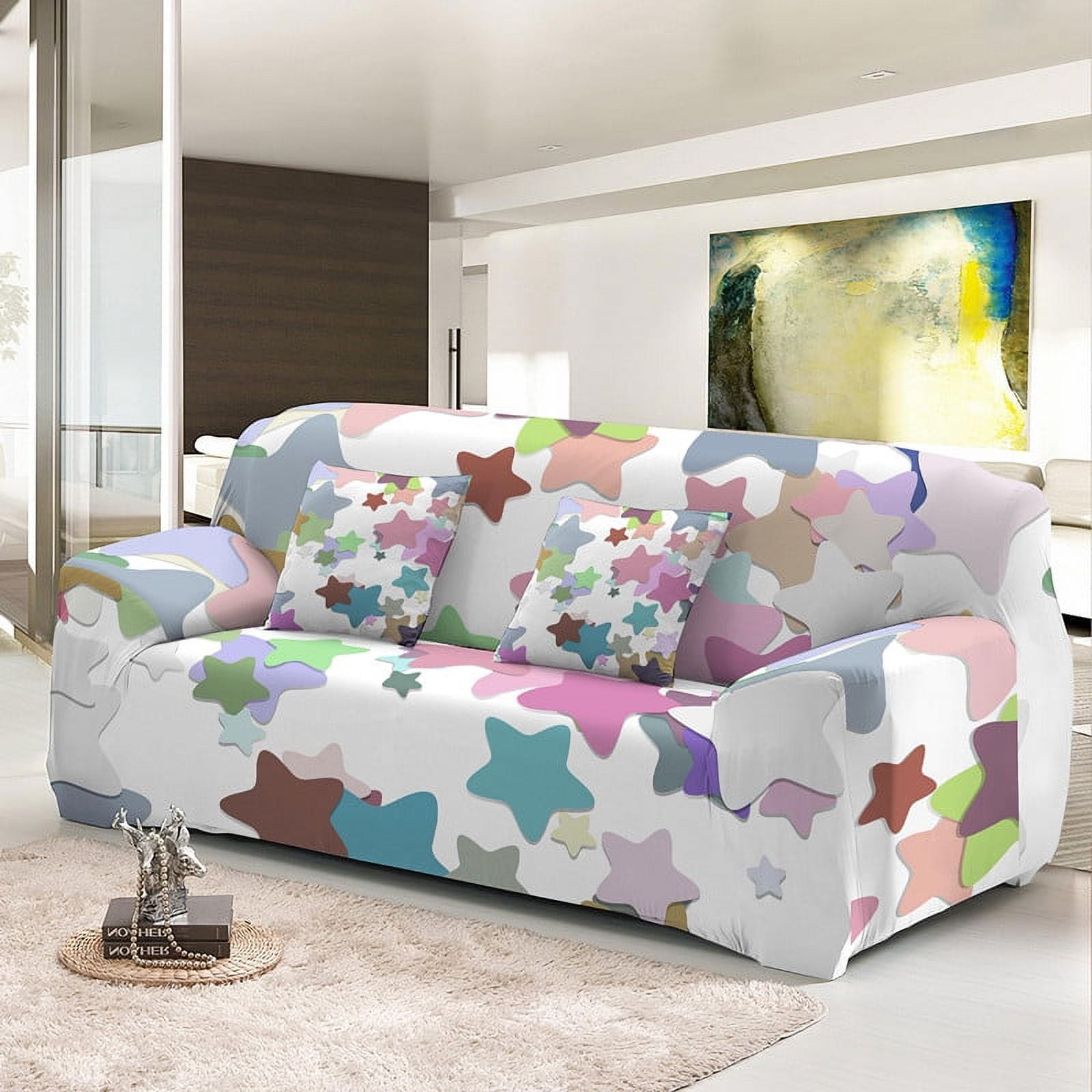 Five-pointed Star Design Loveseat Sofa Cover For Living Room Hotel ...