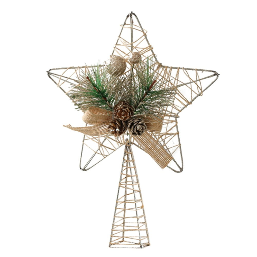 Five-pointed Star Tree Topper Golden Star Christmas Holiday Tree Topper ...
