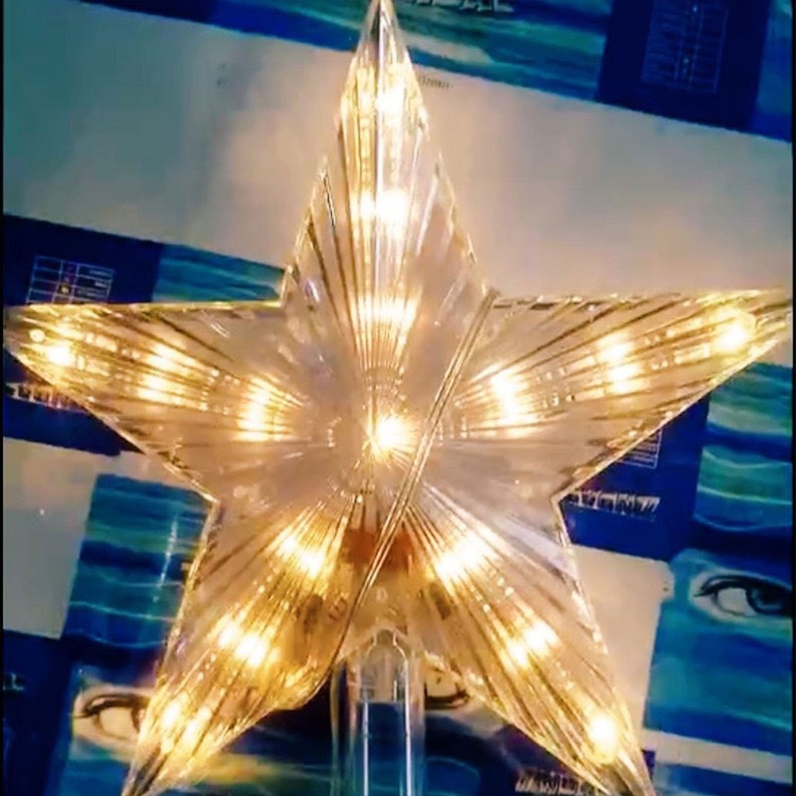 Five-pointed star LED Christmas Tree Star Topper Light, Outdoor Garden ...