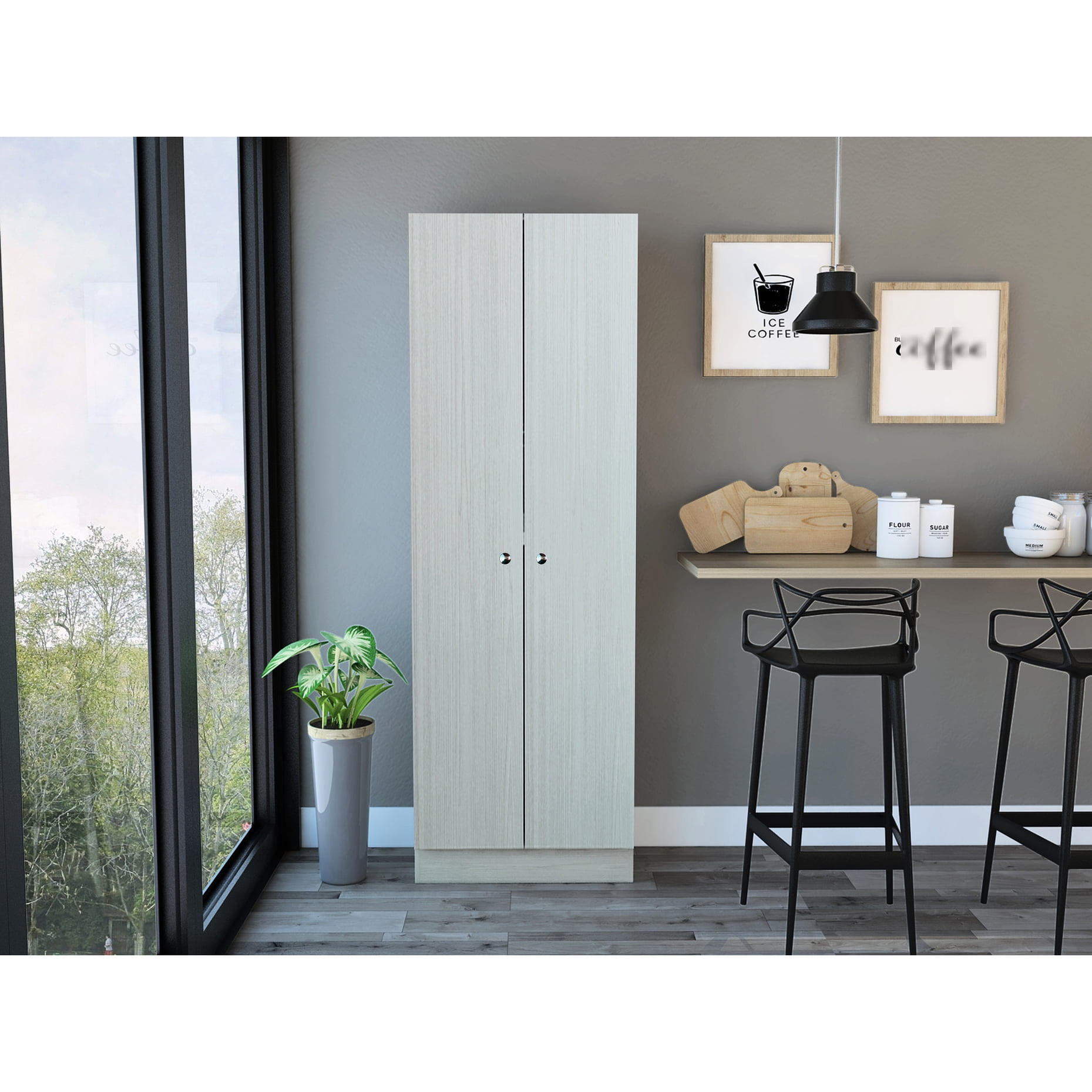Five - shelf, double - door pantry for kitchen - Keeps food fresh ...