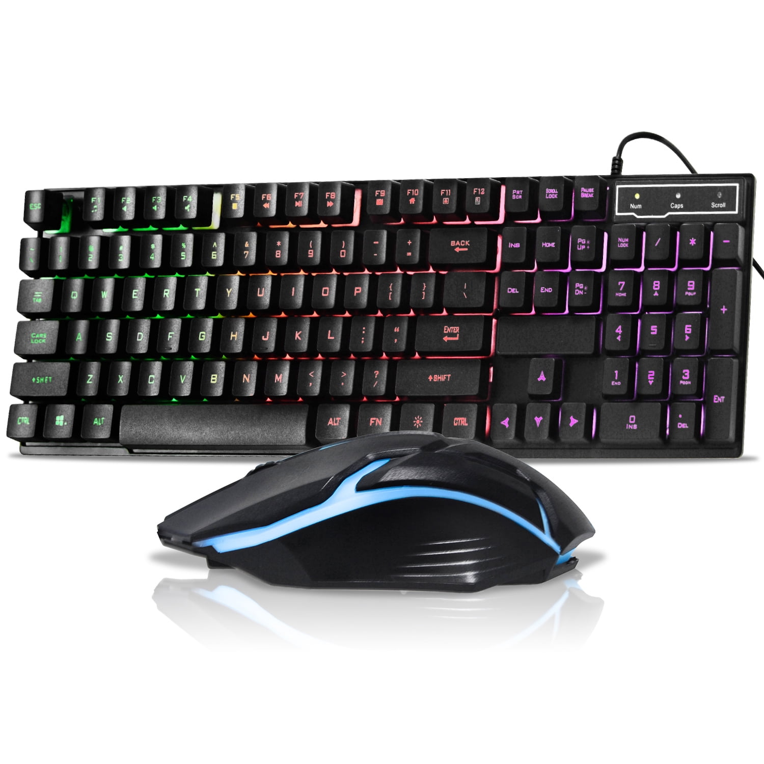 Gaming Keyboard and Mouse Combo with LED, 104 Keys Wired RGB Rainbow ...