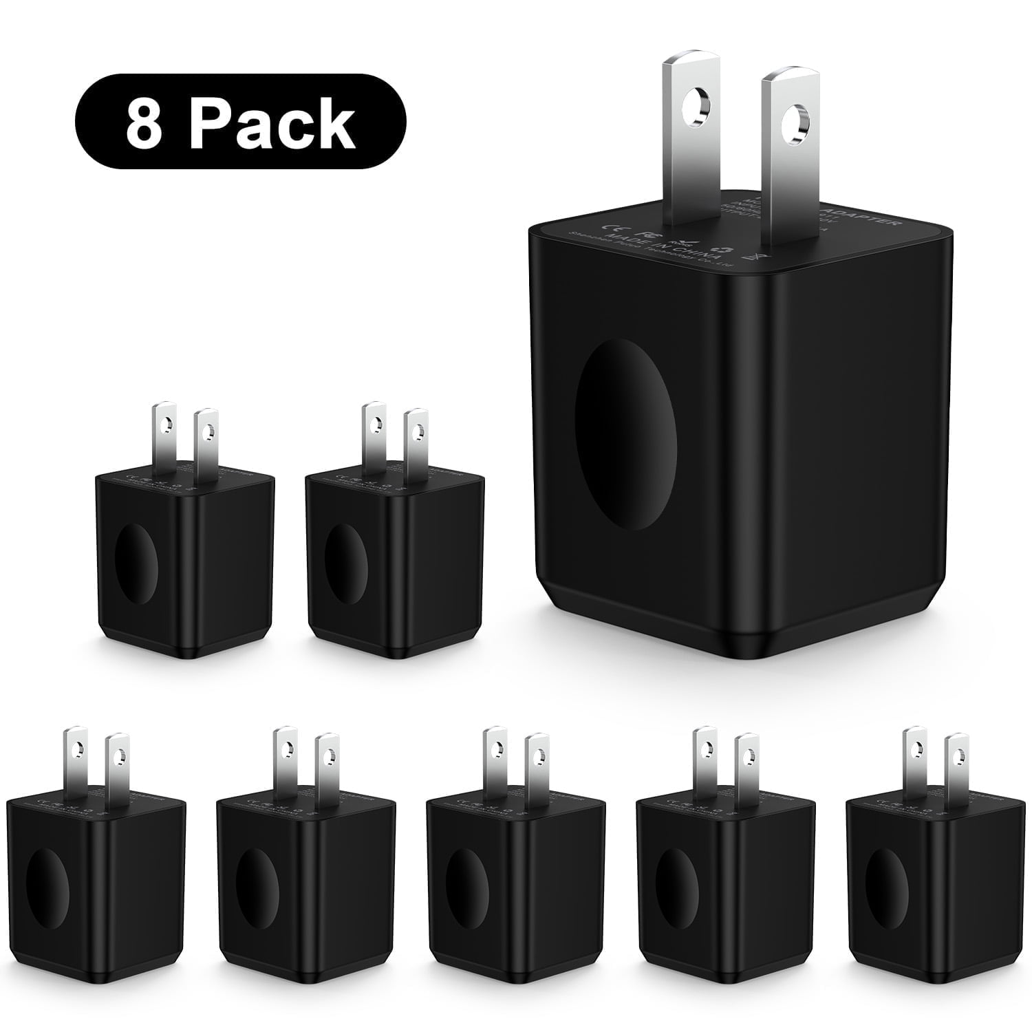 8-Pack USB Wall Charger Block, FiveBox 2.1A Dual USB Port Wall Power ...