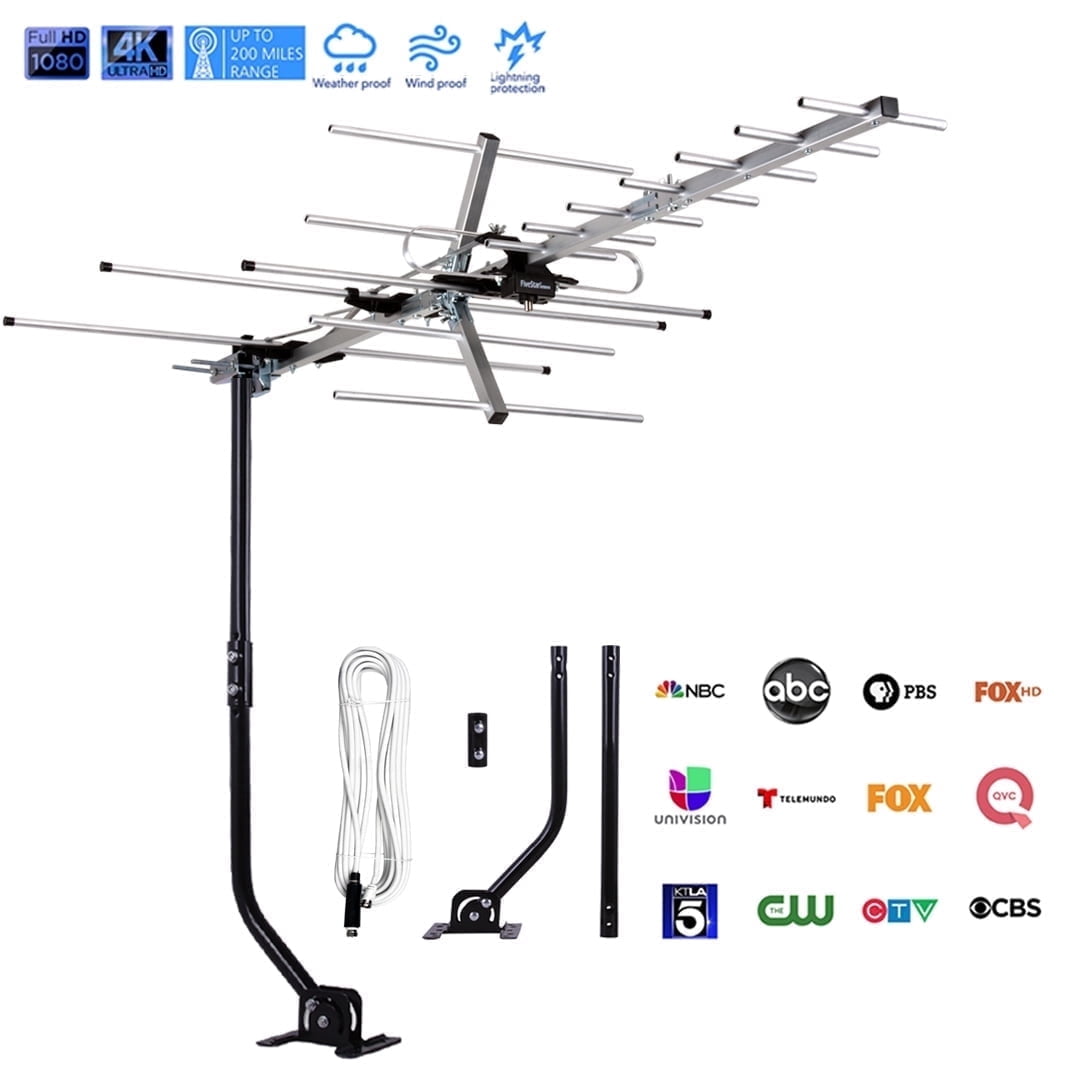 FiveStar Yagi Outdoor TV Antenna, 200+ Mile Range, 4K and 1080i HD, UHF ...