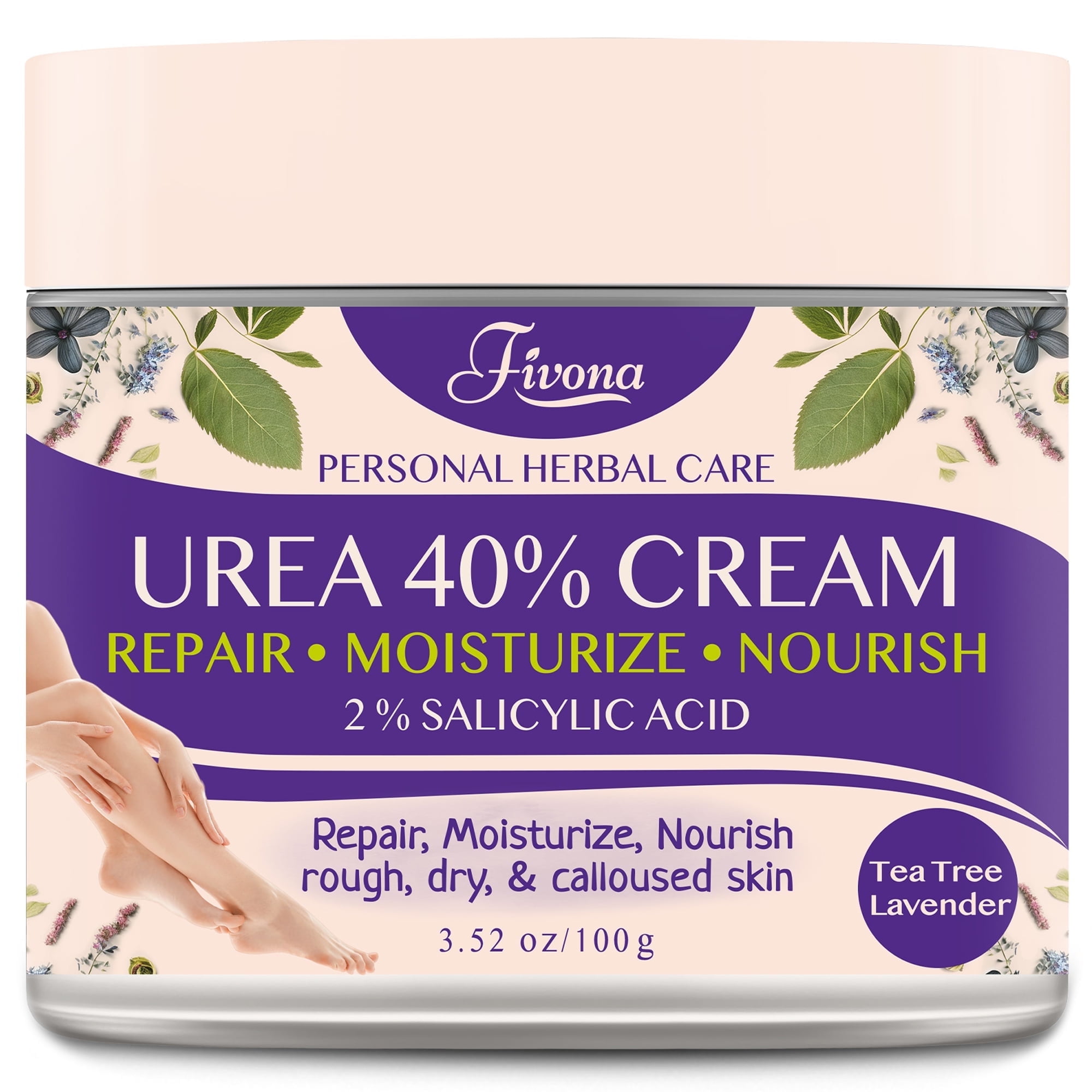 Fivona 40% Urea Cream with 2% Salicylic Acid – Foot Cream with Tea Tree and Lavender Extracts ...