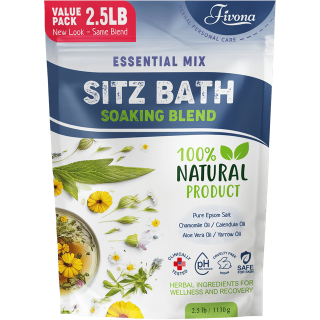 Fivona 40oz Hemorrhoids and Postpartum Care Sitz Bath Soak, Epsom Salt ...