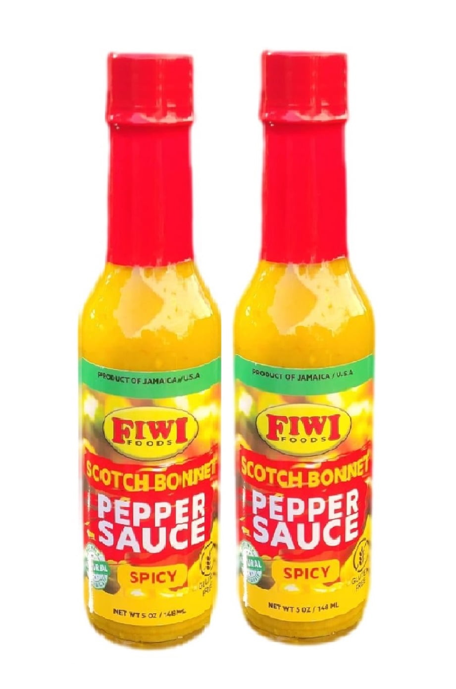 Fiwi Foods Hot Scotch Bonnet Pepper Sauce, 5oz - 2Pack, Gluten Free ...