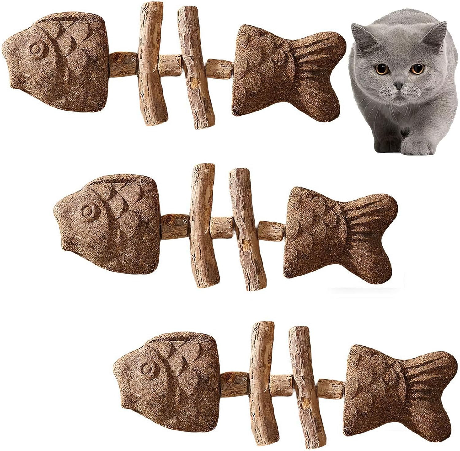 Fix Cat Dental Health, Natural Dental Chew for Cats, Fishbone Shape Cat ...