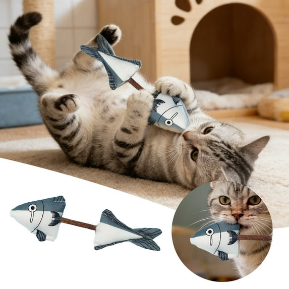 Fix Cat's Dental Health, 10" Creative Fish Bone Cat Toy - Wooden Catnip ...