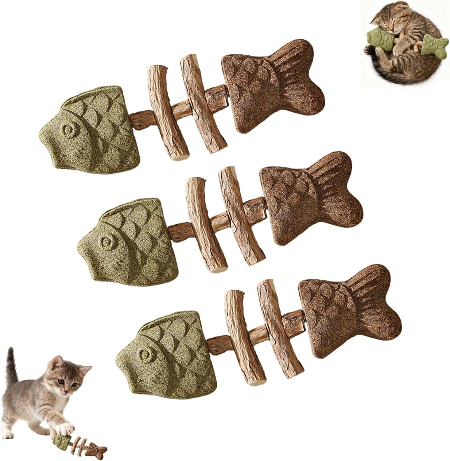 Fix Your Cat’s Dental Health, Creative Fish Bone Cat Toy with Catnip, Natural Fishbone Cat ...