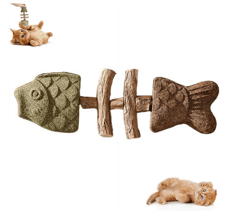 Fix Your Cat's Dental Health, Creative Fish Bone Cat Toy, Wooden Catnip ...