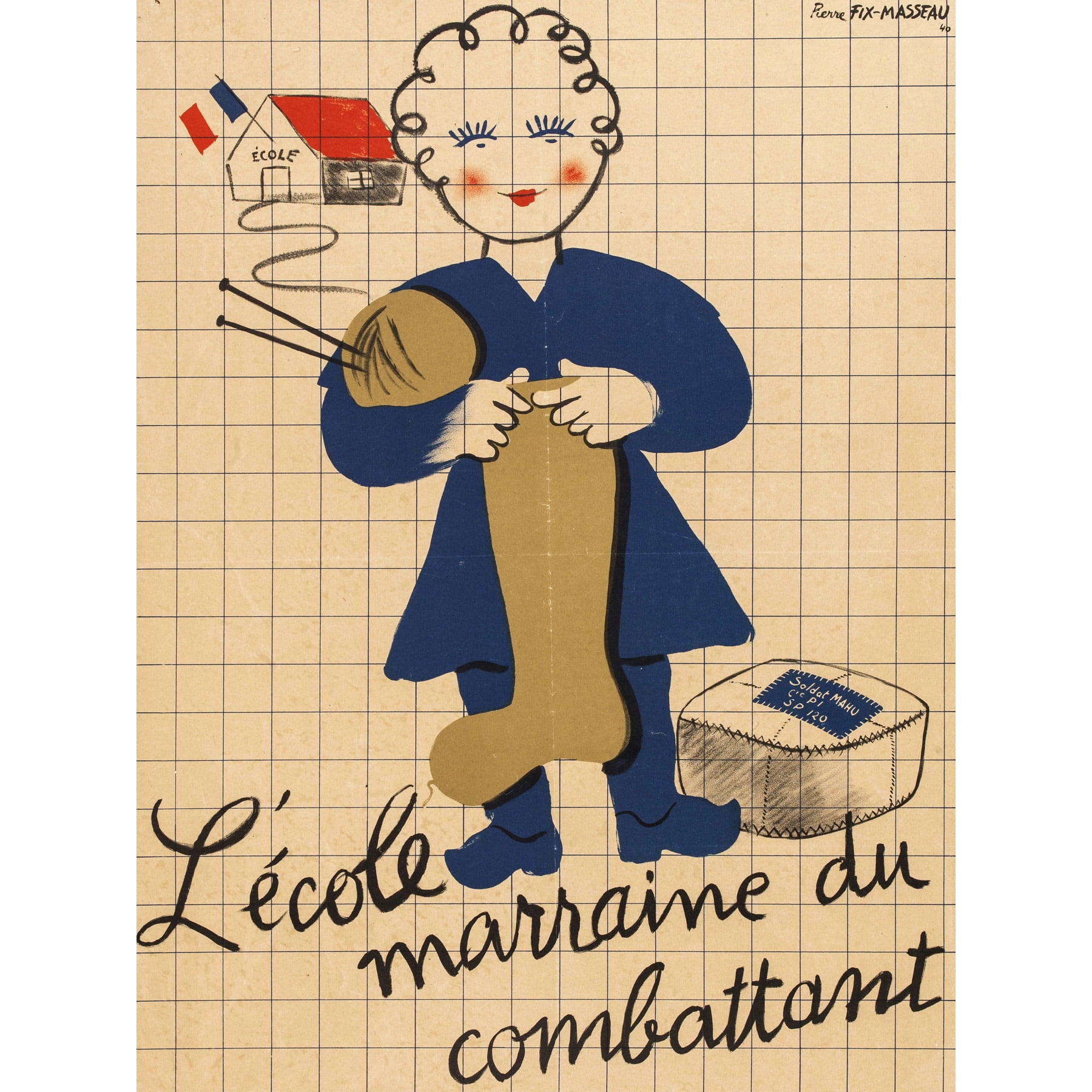 Fix-Masseau Knitting Godmother School Advert Extra Large Art Print Wall ...