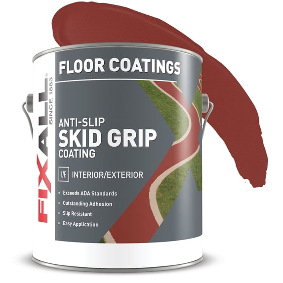FixALL Skid Grip Anti-Slip Floor Coating, Crimson, Durable Paint, 1 ...