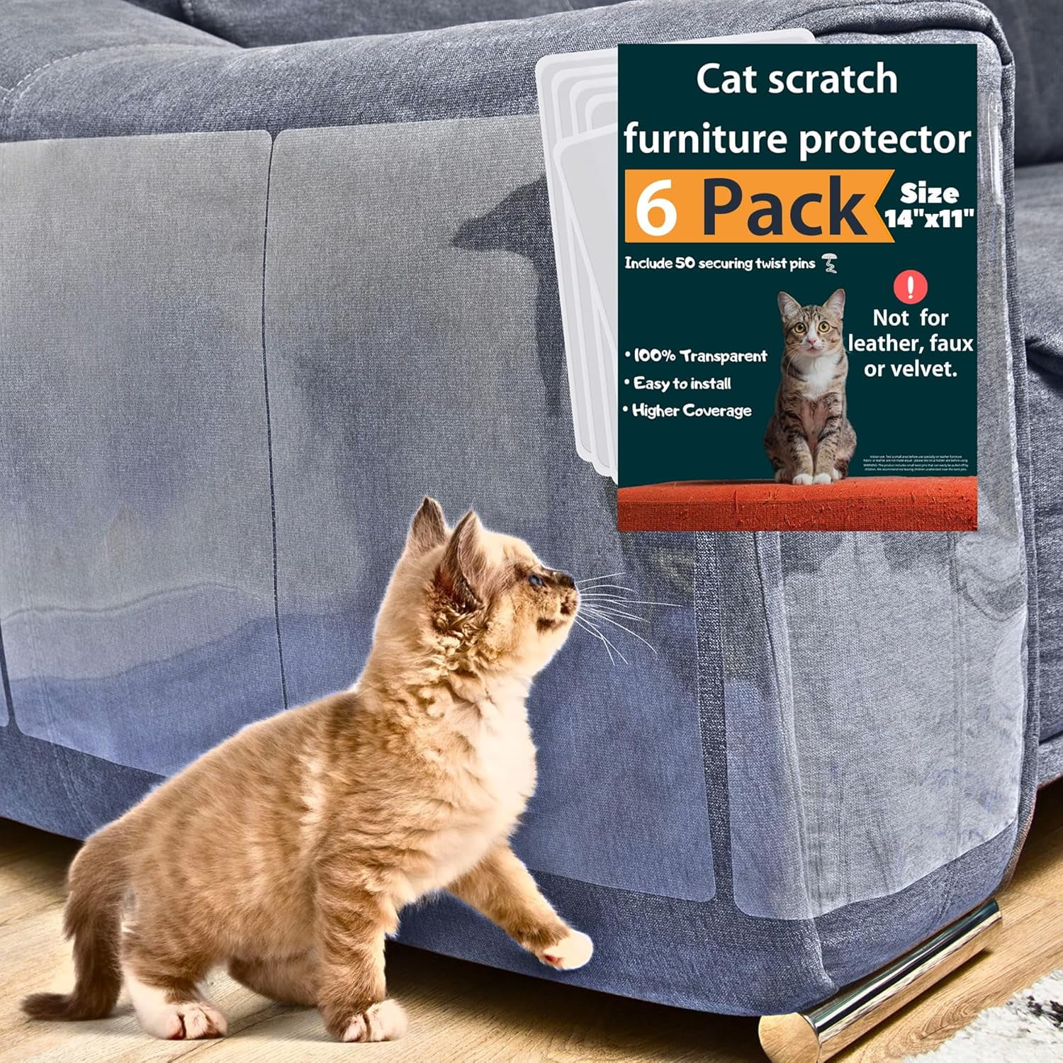 FixZilla Anti Cat Scratch Furniture Protector, 6-Pack Couch Protector ...