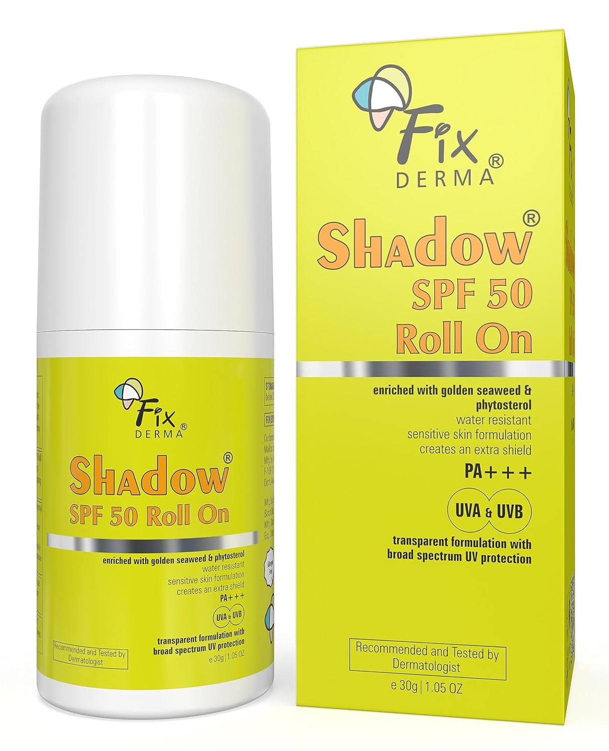 Fixderma Shadow SPF 50 Roll On, Sunscreen SPF 50 for Face | Sunscreen ...