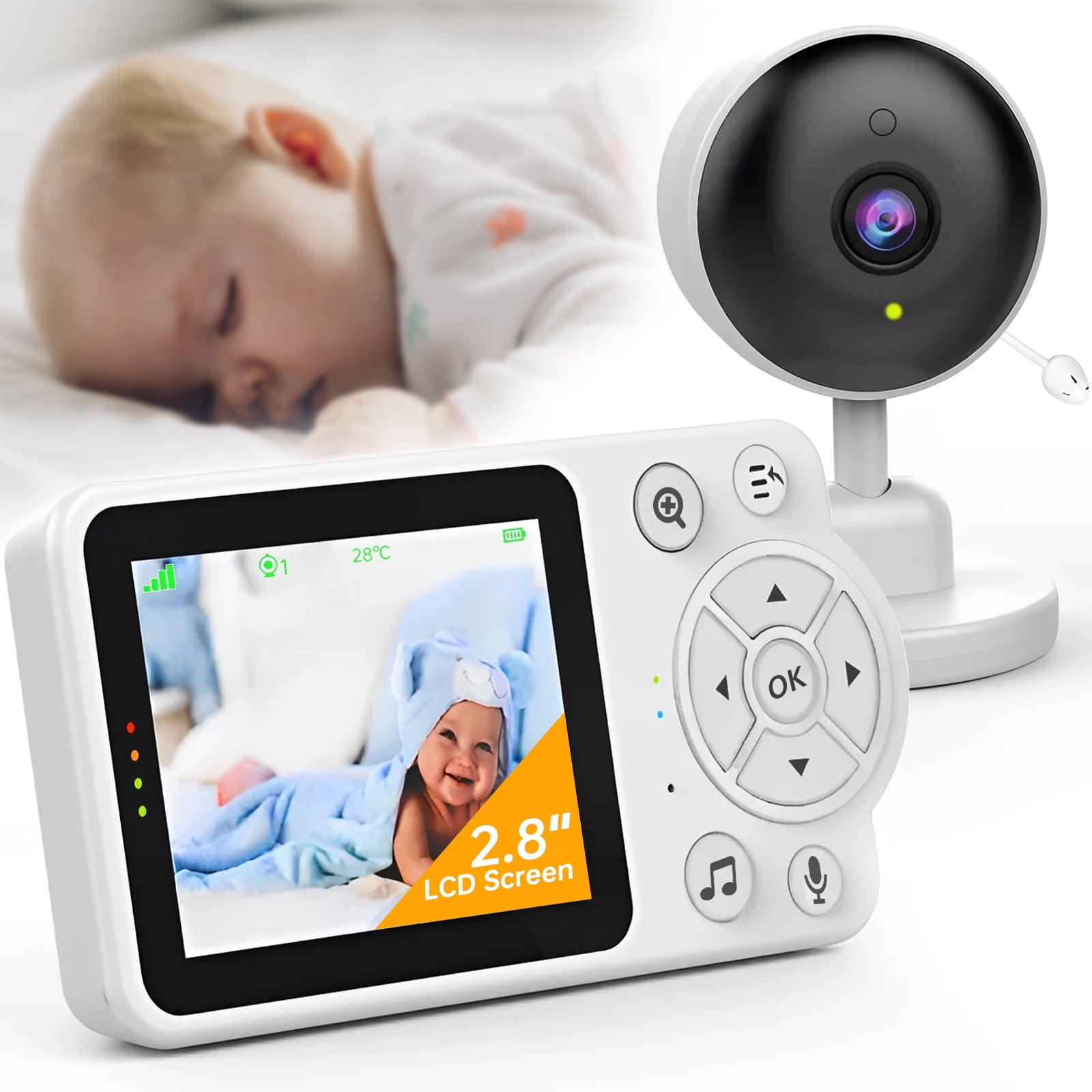 Fixdono Bluetooth Baby Monitor for Newborn Nursery, Voice Sensor 2-Way ...
