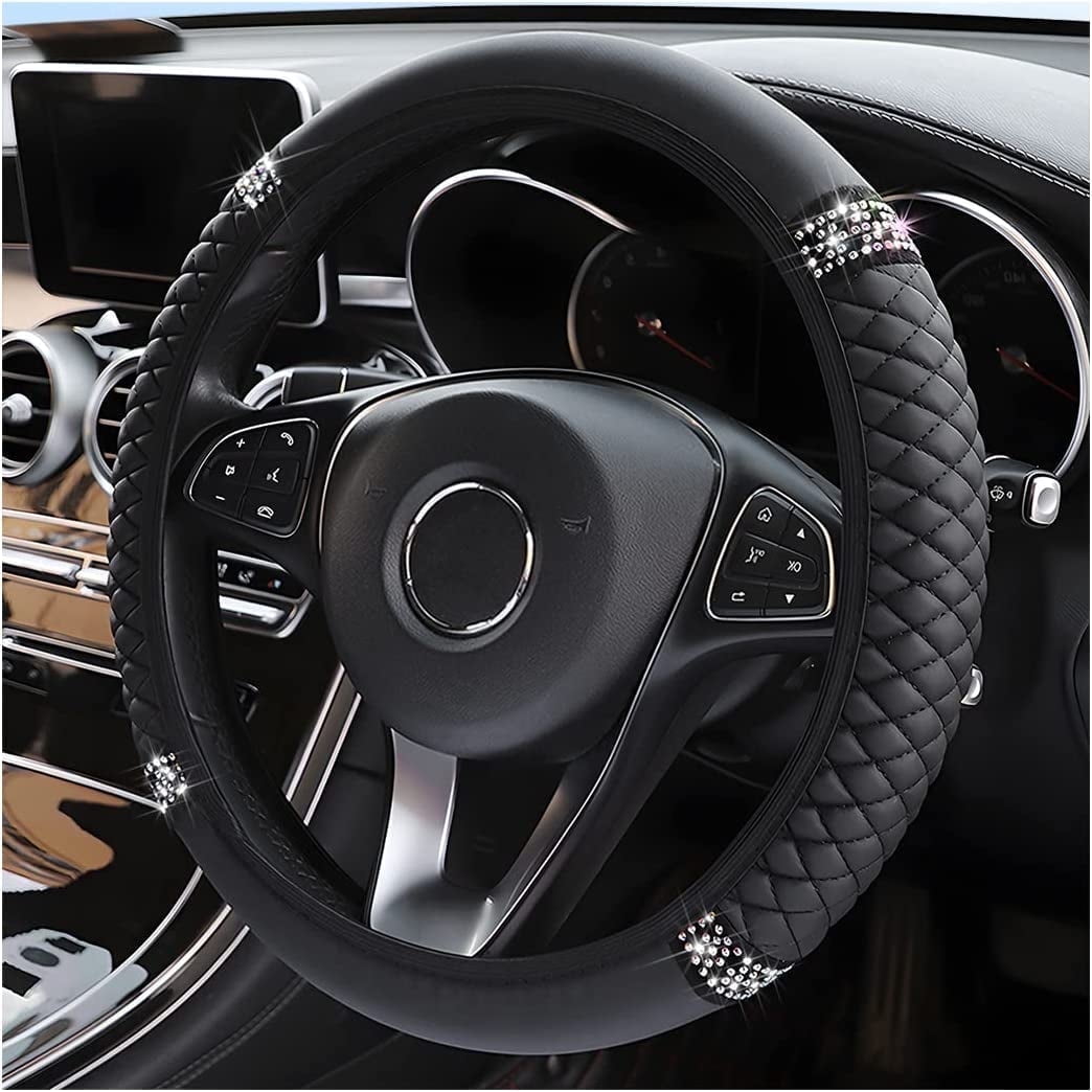 "Universal Leather Car Steering Wheel Cover, Durable, Anti-Slip Lining ...