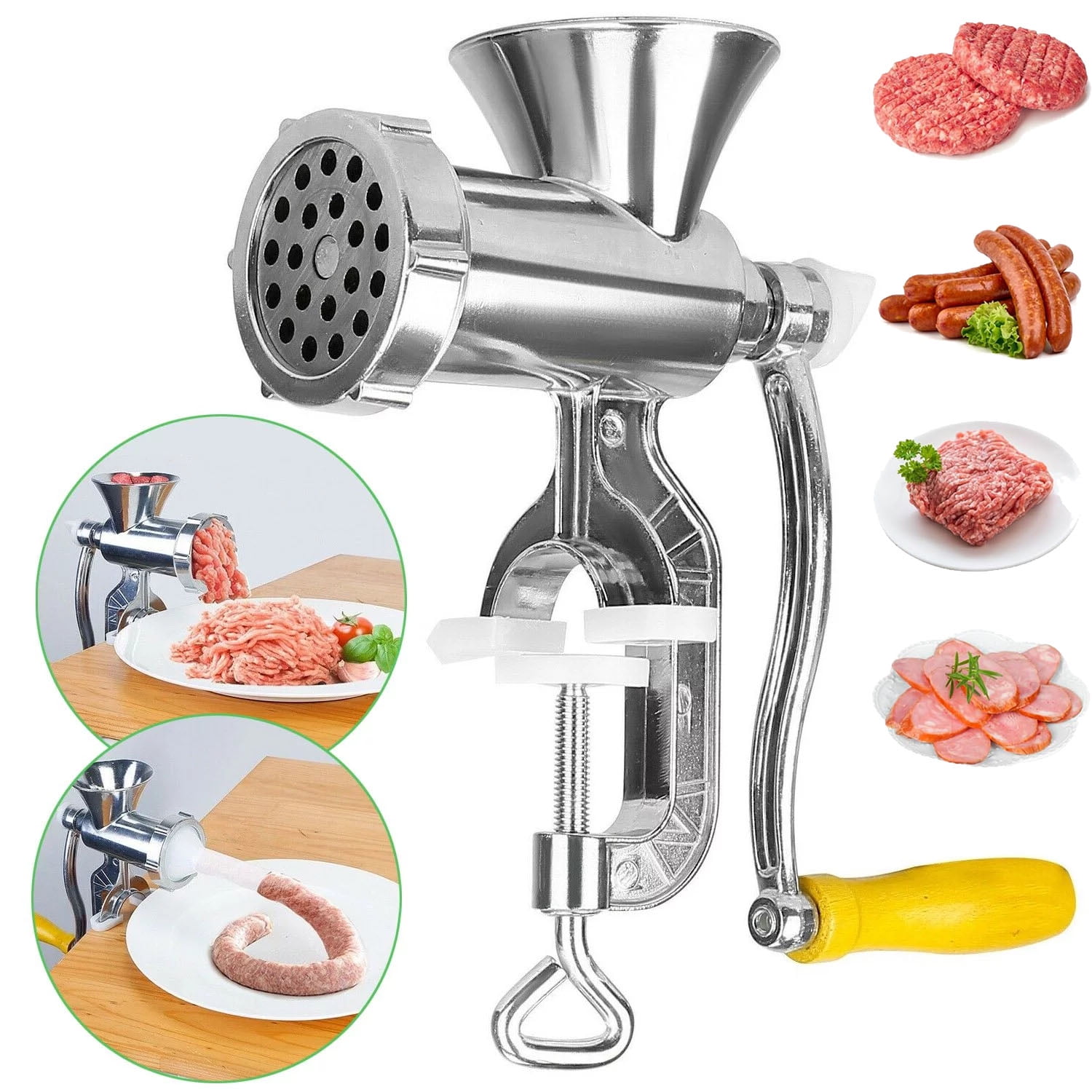 Fixdono Manual Meat Grinder, Sausage Maker Stuffer, Heavy Duty Hand ...