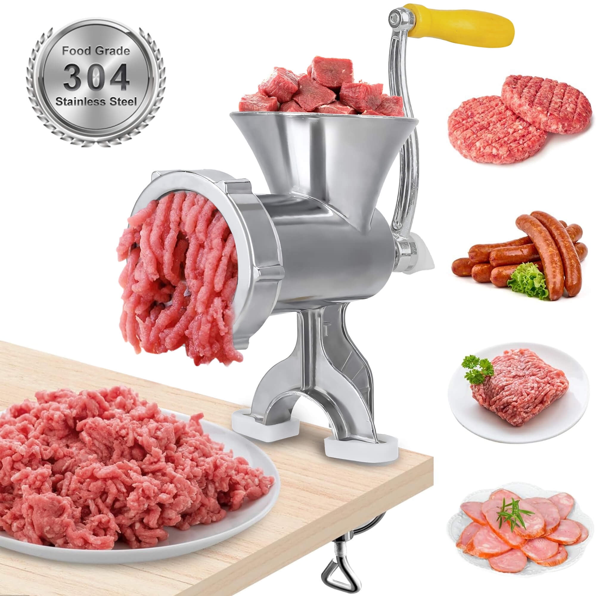 Fixdono Heavy-Duty Manual Meat Grinder & Sausage Stuffer, Stainless ...