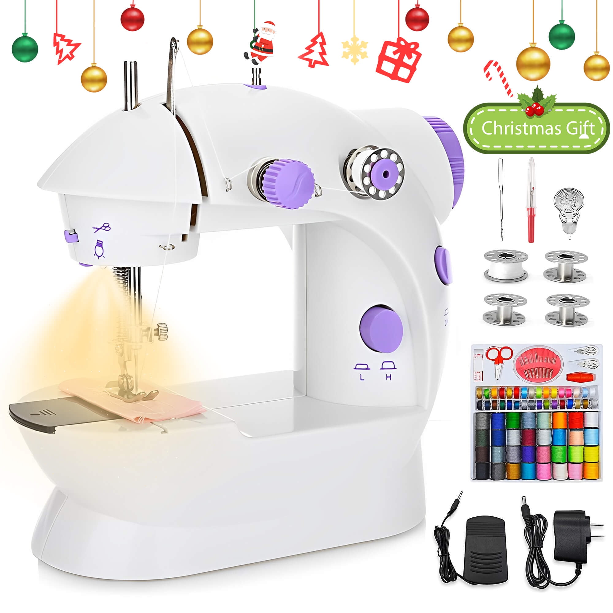 "Fixdono Mini Sewing Machine, 111-Piece Portable Sewing Kit, 7.48""L x ...