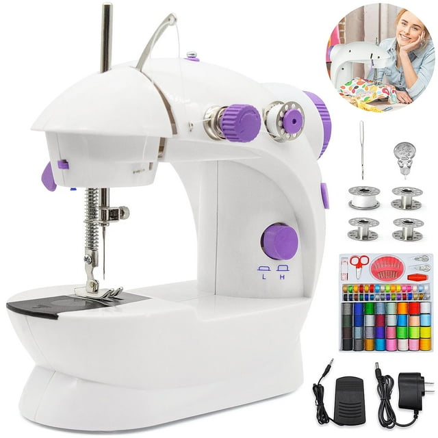 "Fixdono Mini Sewing Machine, 111-Piece Portable Sewing Kit, 7.48""L x ...