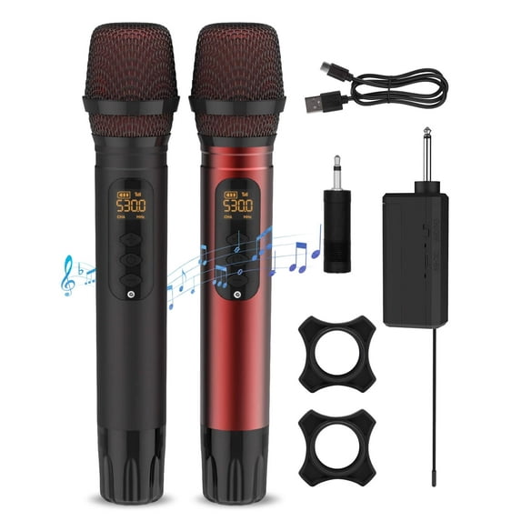 Fixdono Wireless Microphones, Rechargeable Karaoke Microphone Metal ...